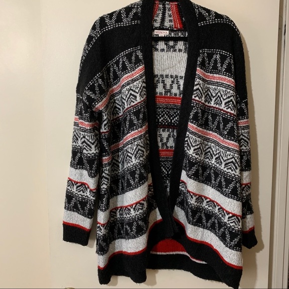Merona | Sweaters | Merona Redblackwhite Open Sweater | Poshmark